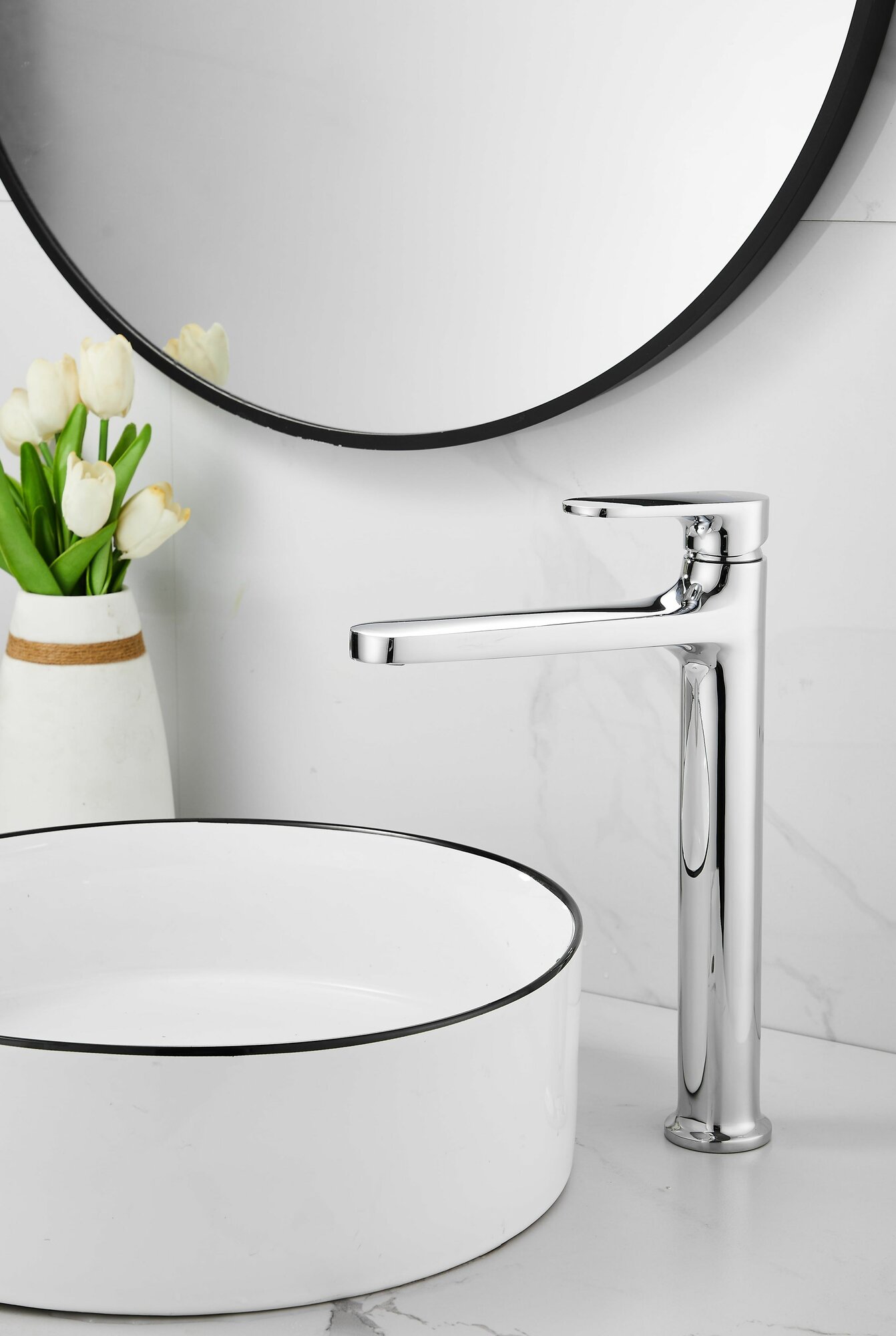 Смеситель для накладной раковины из латуни, кран высокий на мойку с литым изливом BELZ B11713