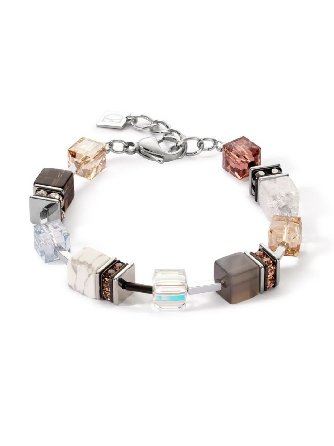 Браслет, горный хрусталь, Swarovski Zirconia, агат