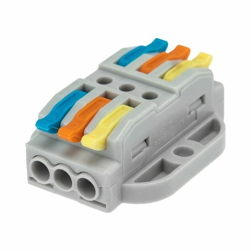 Клемма строительно-монтажная СМК проходная 222-423P 3п 0.08-4кв. мм с монтажной площадкой сер. (блист.5шт) Rexant 07-6263-5