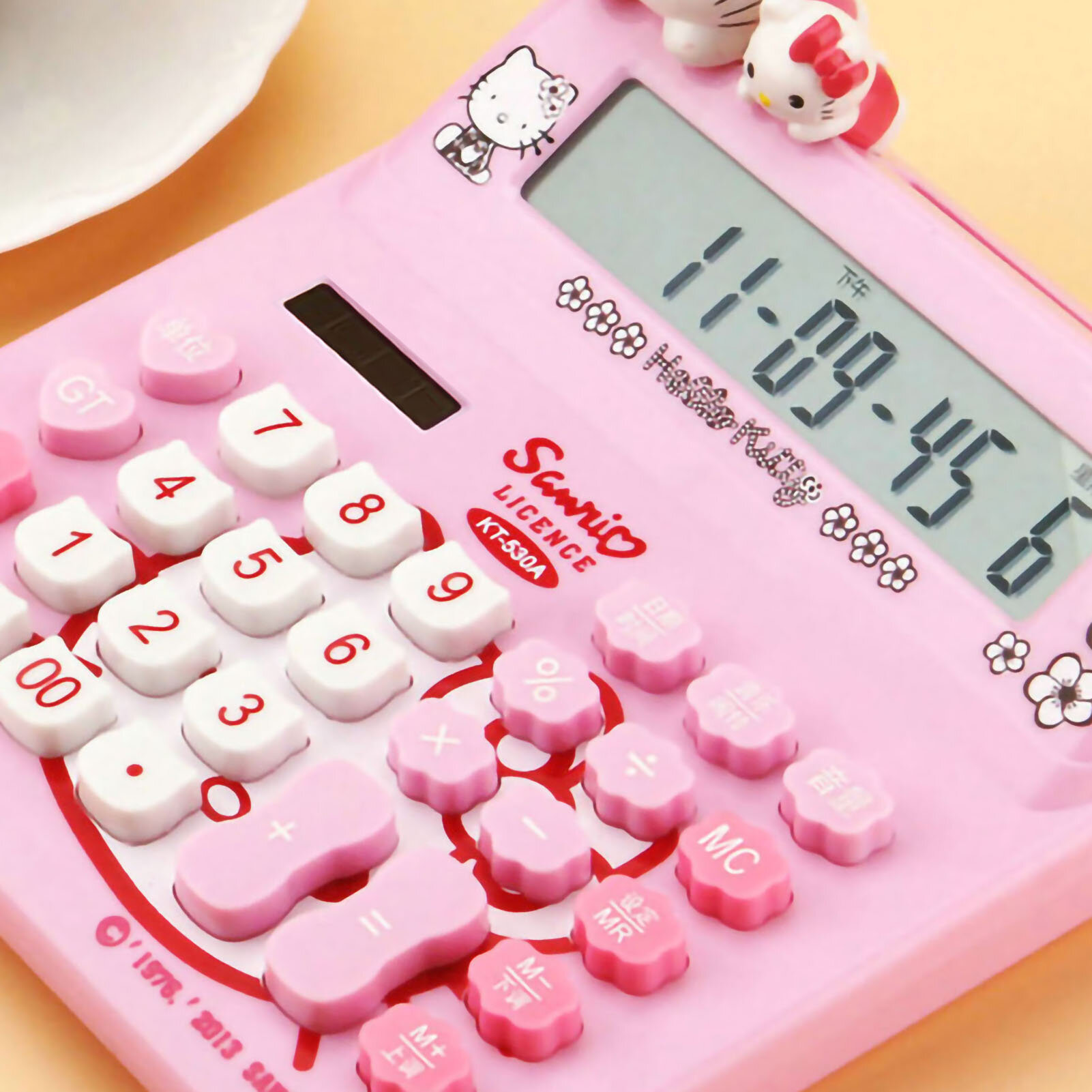 Милый настольный калькулятор, милый кошачий стиль, 12-значный базовый стандартный солнечный портативный калькулятор для студентов, розовый