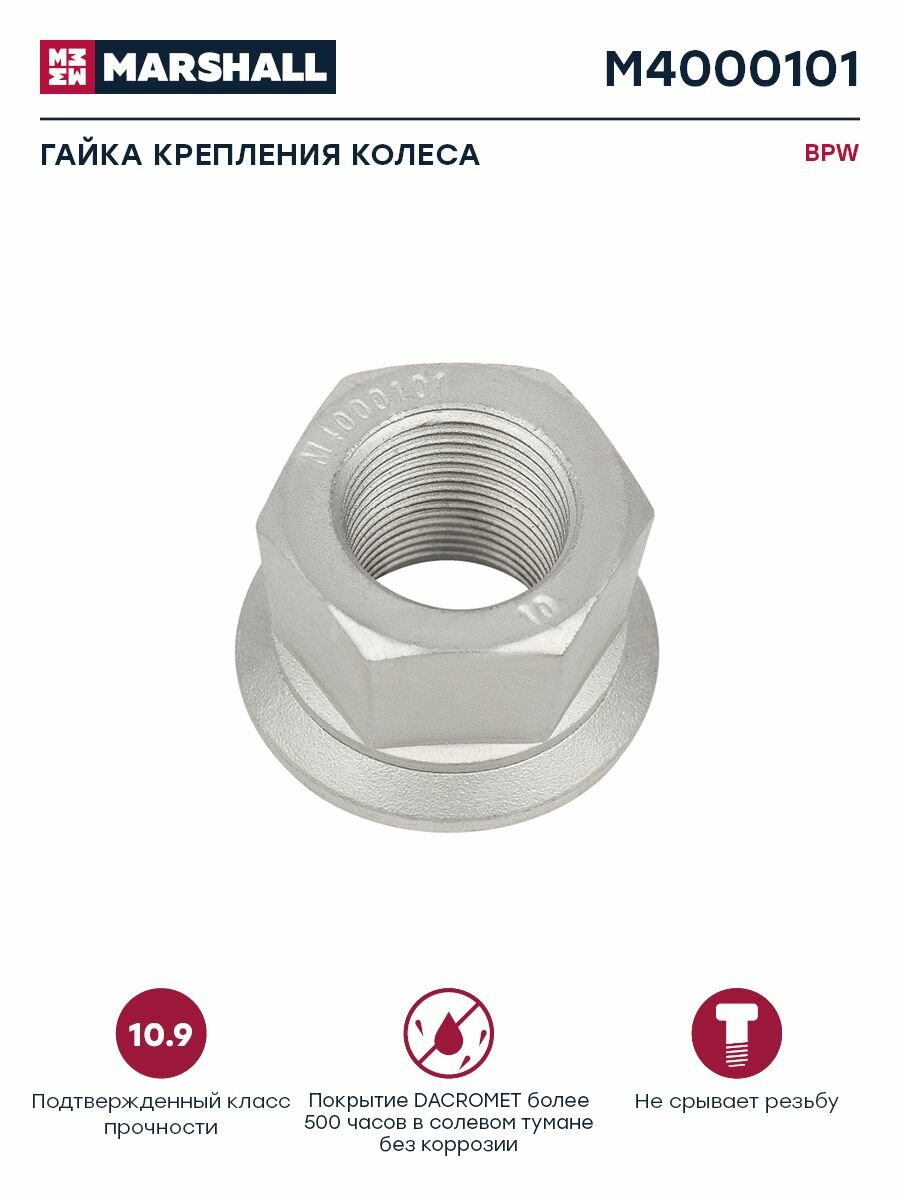 Гайка крепления колеса Дакромет BPW (H 31; 22x1,5)