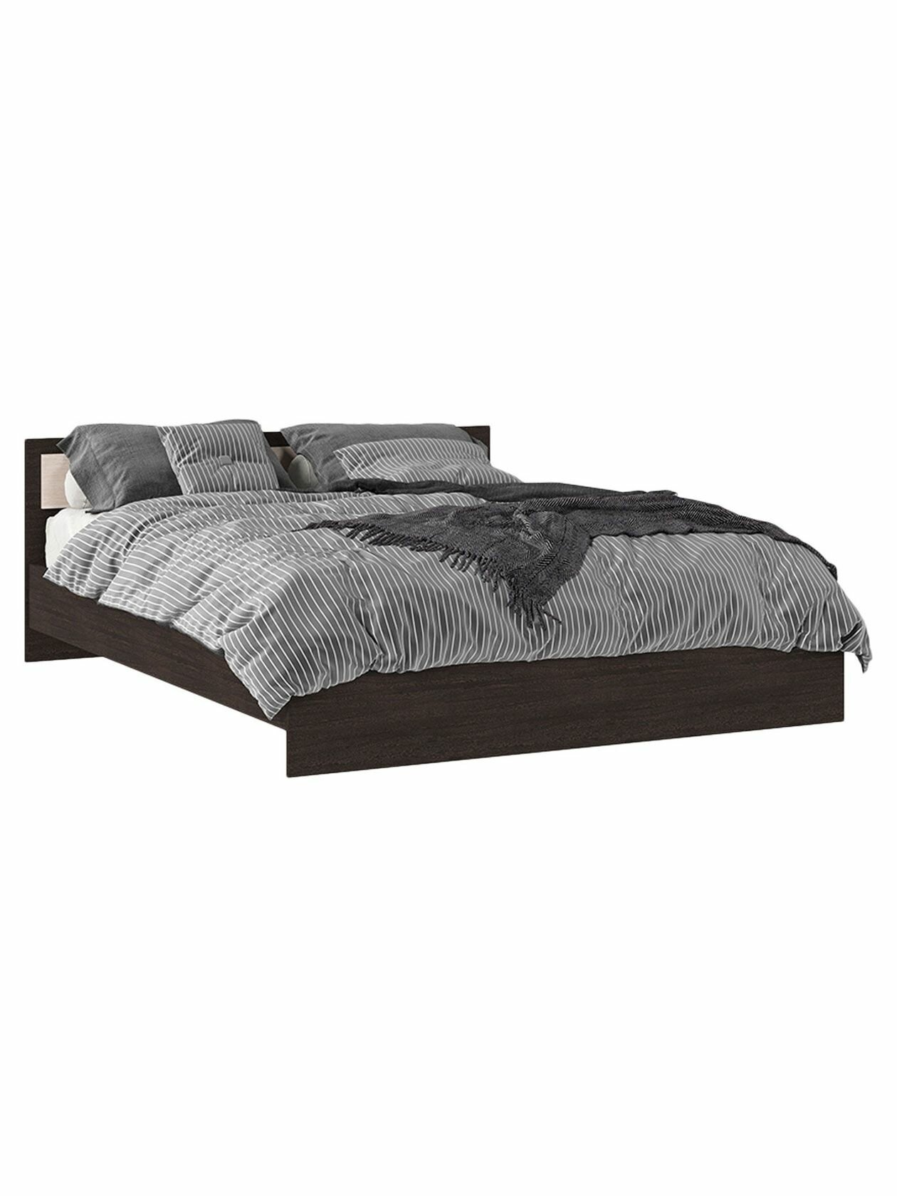 Двуспальная кровать Феста 160х200 см, деревянная, с основанием настил, без ящиков, Венге / Дуб Белфорт