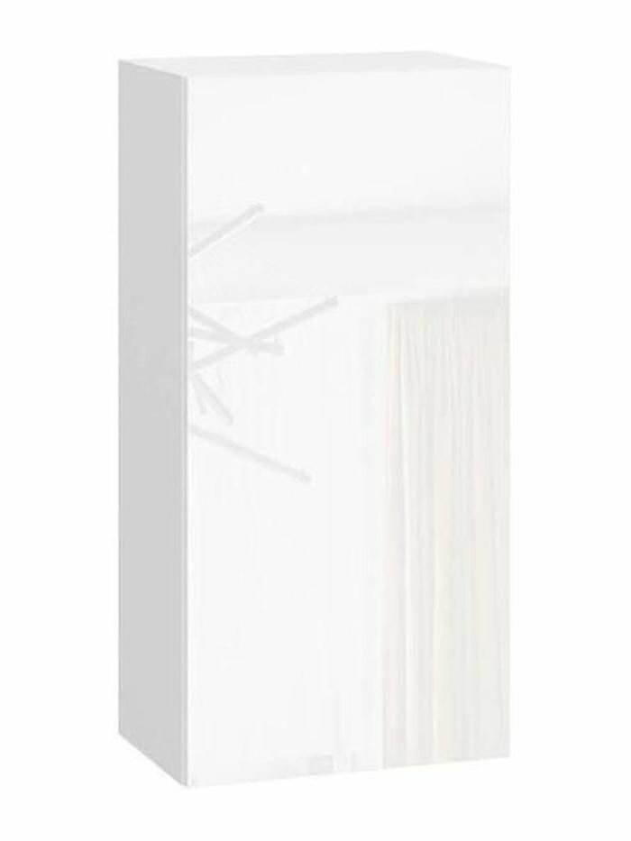 Кухонный модуль навесной, шкаф Тандем с полками, с доводчиками, 45х29.6х91.2 см, Белый / Белый глянец (Бруно)