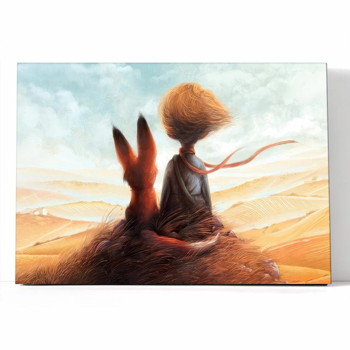 Интерьерная картина на хлопковом холсте/Маленький принц с лисенком