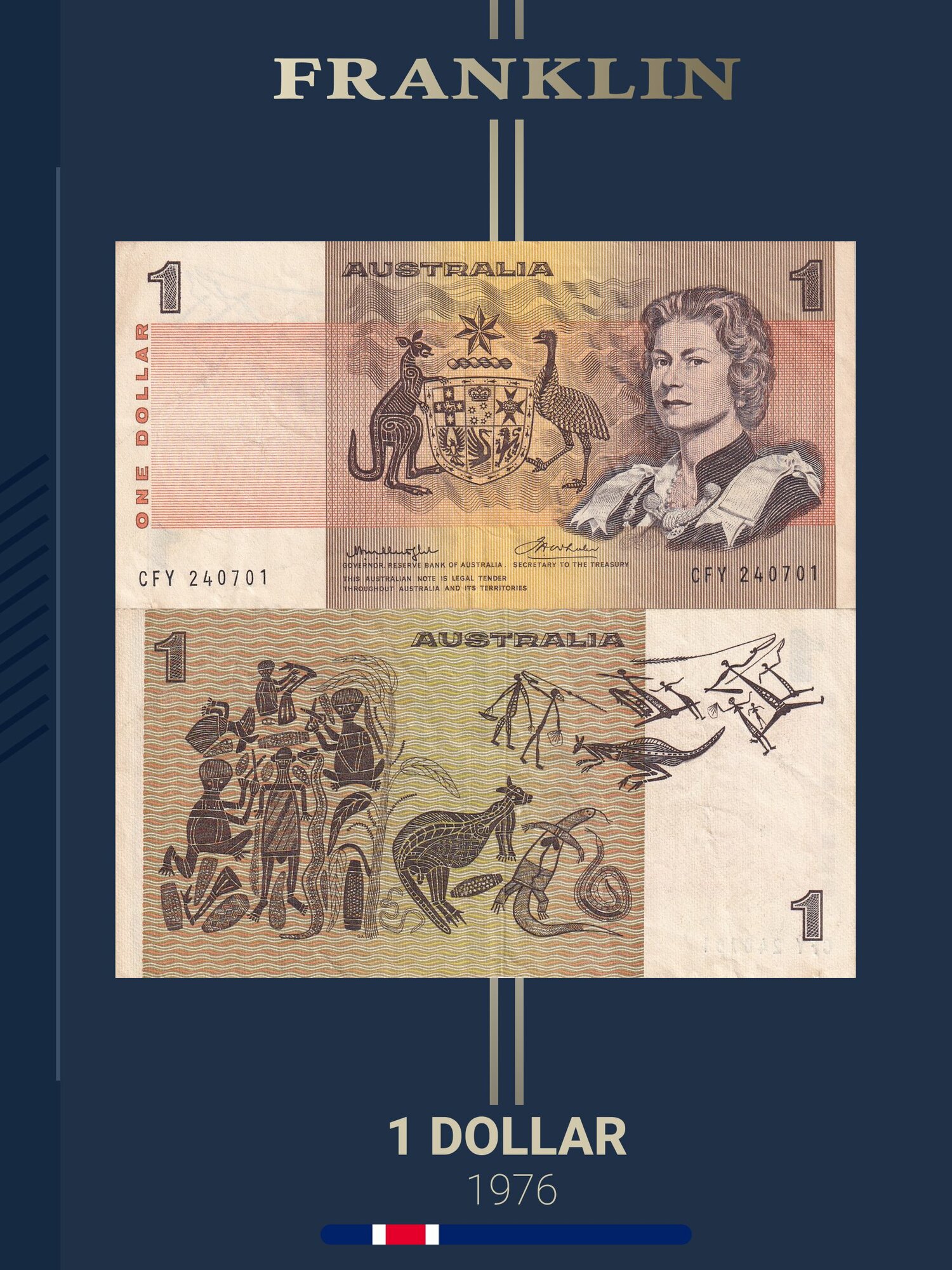 Банкнота Австралия 1 доллар 1976 год (F) Pick 42b1