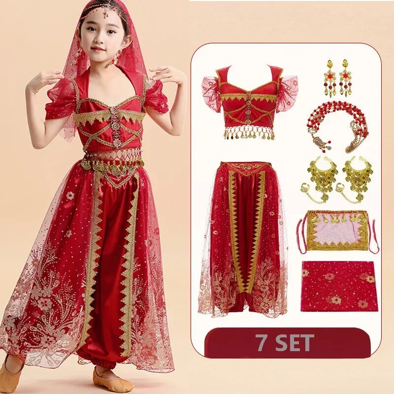 Детский танцевальный костюм для belly dance lovskaya XL, 7 set red A