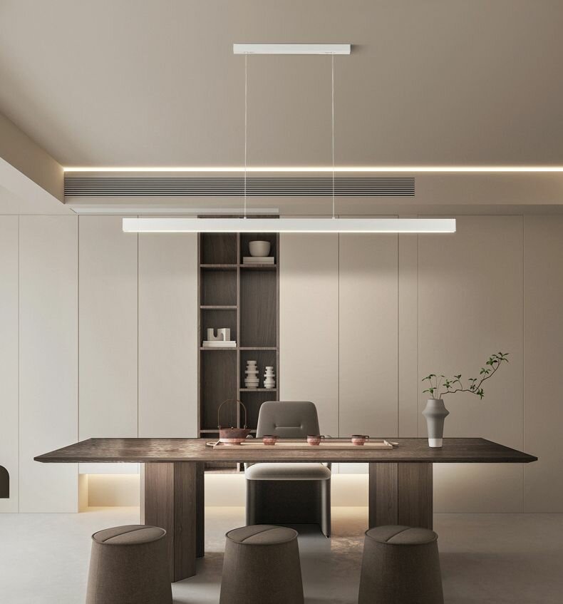 Подвесной светильник Столовая Офис Современные Регулируемый по высоте Люстры, Белый 6000K 120см 39Вт