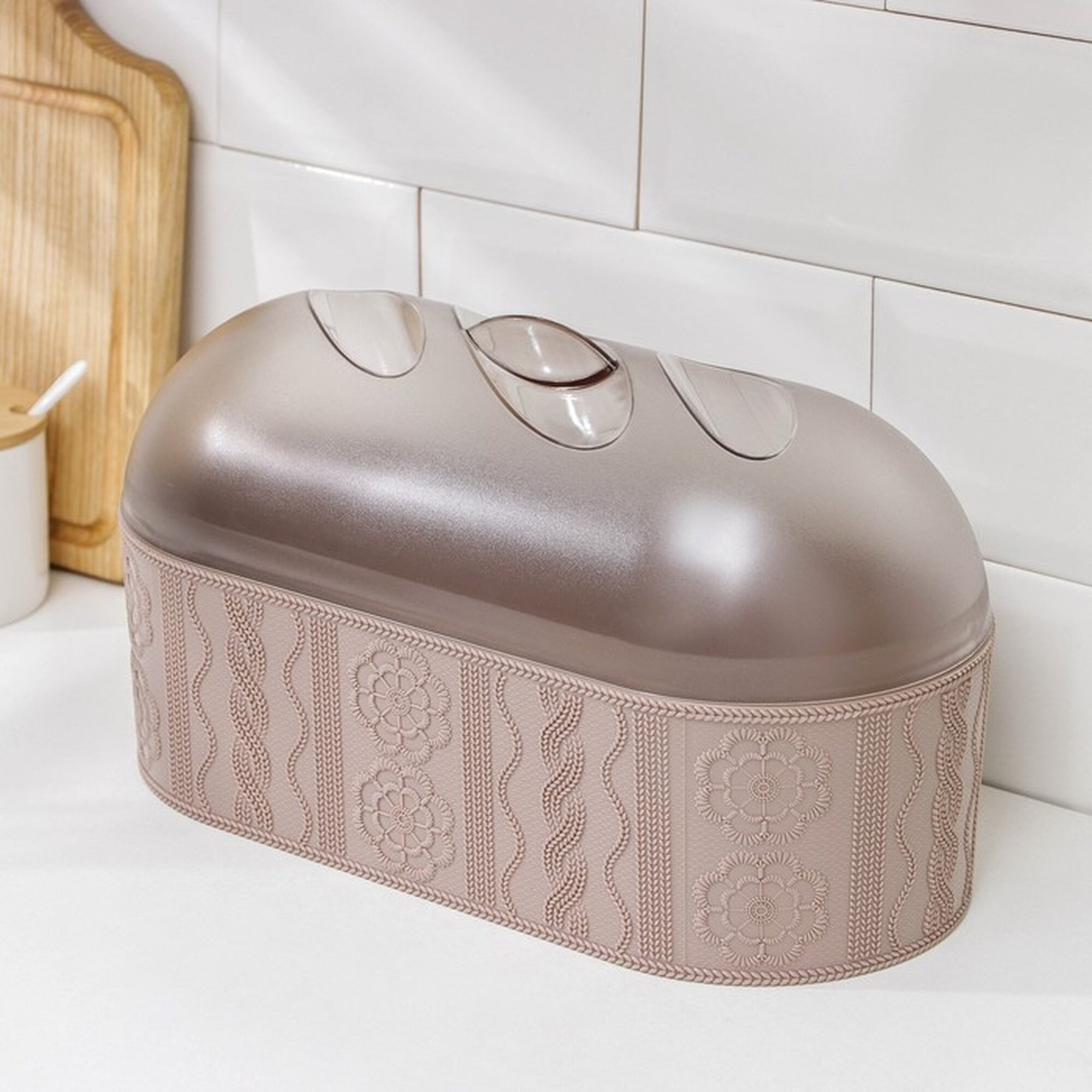 Хлебница Альтернатива «Меланж», 33x16x19 см, пластик, бежевый