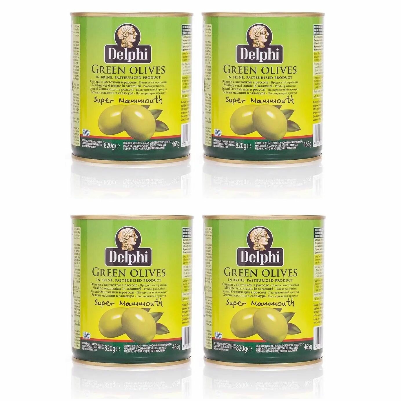 Delphi Оливки Супер Маммут с косточкой в рассоле 4 шт по 820 гр