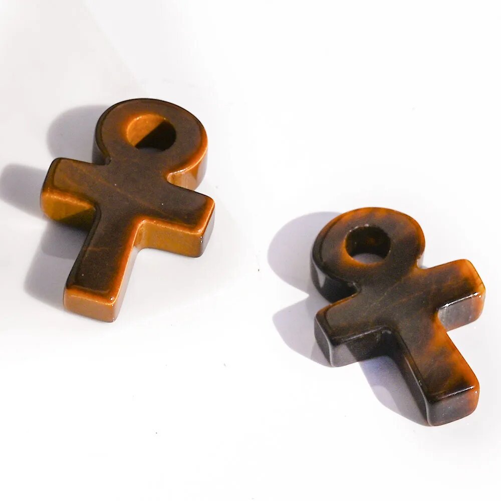 Древний египетский крест Анк из агата Коричневый, 1Pc Tiger Eye