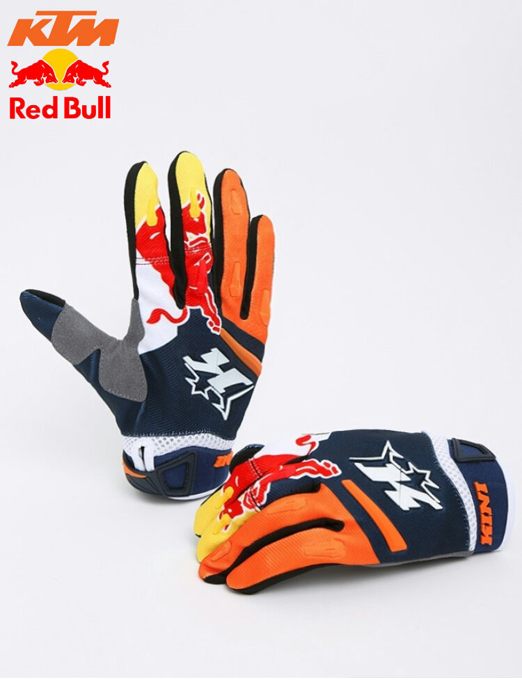 KTM Red Bull Летние мотоциклетные перчатки KINI Moto Mtb MX DH XC ktm gloves red bull, текстильные, мужские, воздухопроницаемость, сенсорные, лето, перчатки, INT, L, dark blue, L, ktmbk