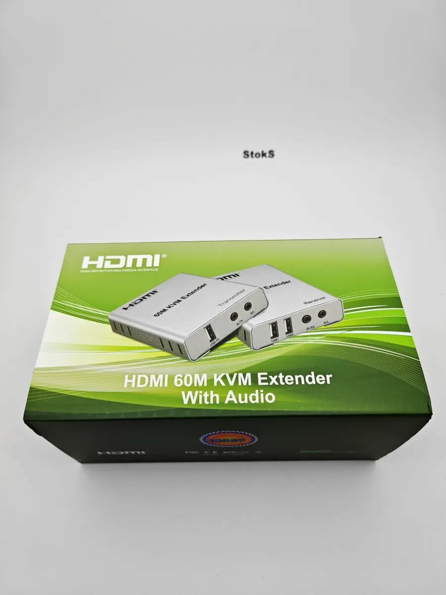 Удлинитель HDMI+USB до 60 м. KVM extender RJ45-HDMI