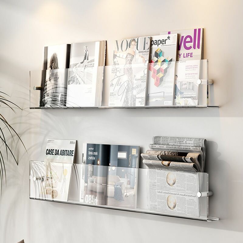 Прозрачная настенная книжная полка, стеллаж для хранения, стеллаж для выставки товаров, минималистский стиль,15,5,70, прозрачный
