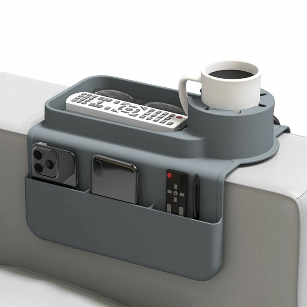 Силиконовый подлокотник для дивана с карманами для напитков, закусок и очков удобный органайзер с противоскользящей поверхностью