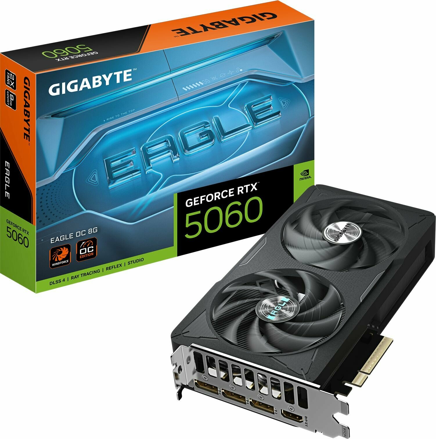 Видеокарта Gigabyte NVIDIA GeForce RTX 5060 GV-N5060EAGLE OC-8GD 1.0 8ГБ Eagle, GDDR7, OC, Ret 96 300