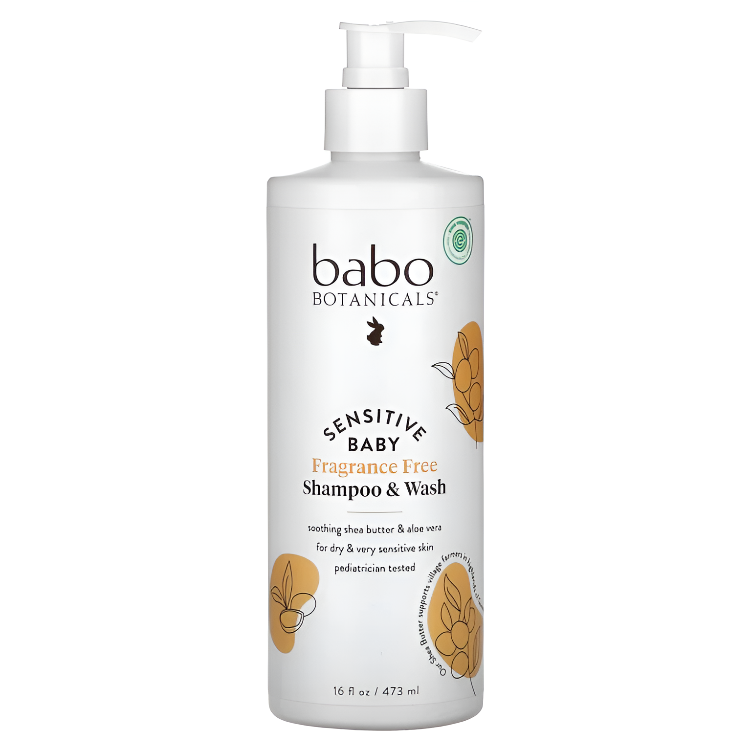 Babo Botanicals, Sensitive Baby, шампунь и гель для душа, не содержит отдушек, 473 мл