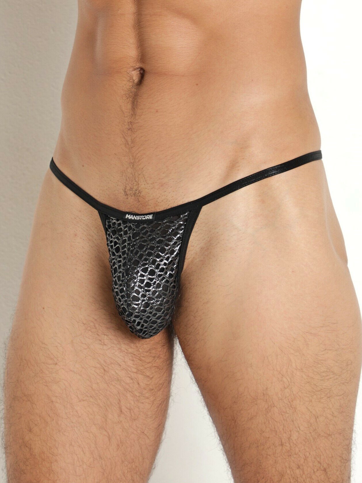 Трусы-стринги "M2118 - Micro String Glitter" / Manstore / Серебристый / Размер S