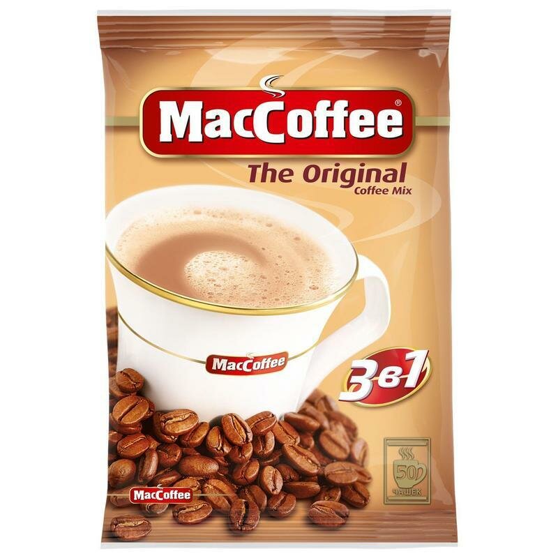 Кофе порционный растворимый MacCoffee 3 в 1 Original 50 пакетиков по 20 г