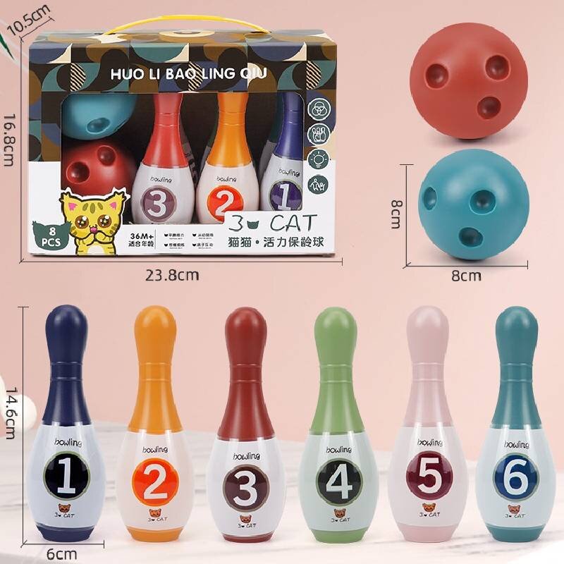 Детский пластиковый боулинг для детей, комплект с мячом среднего размера