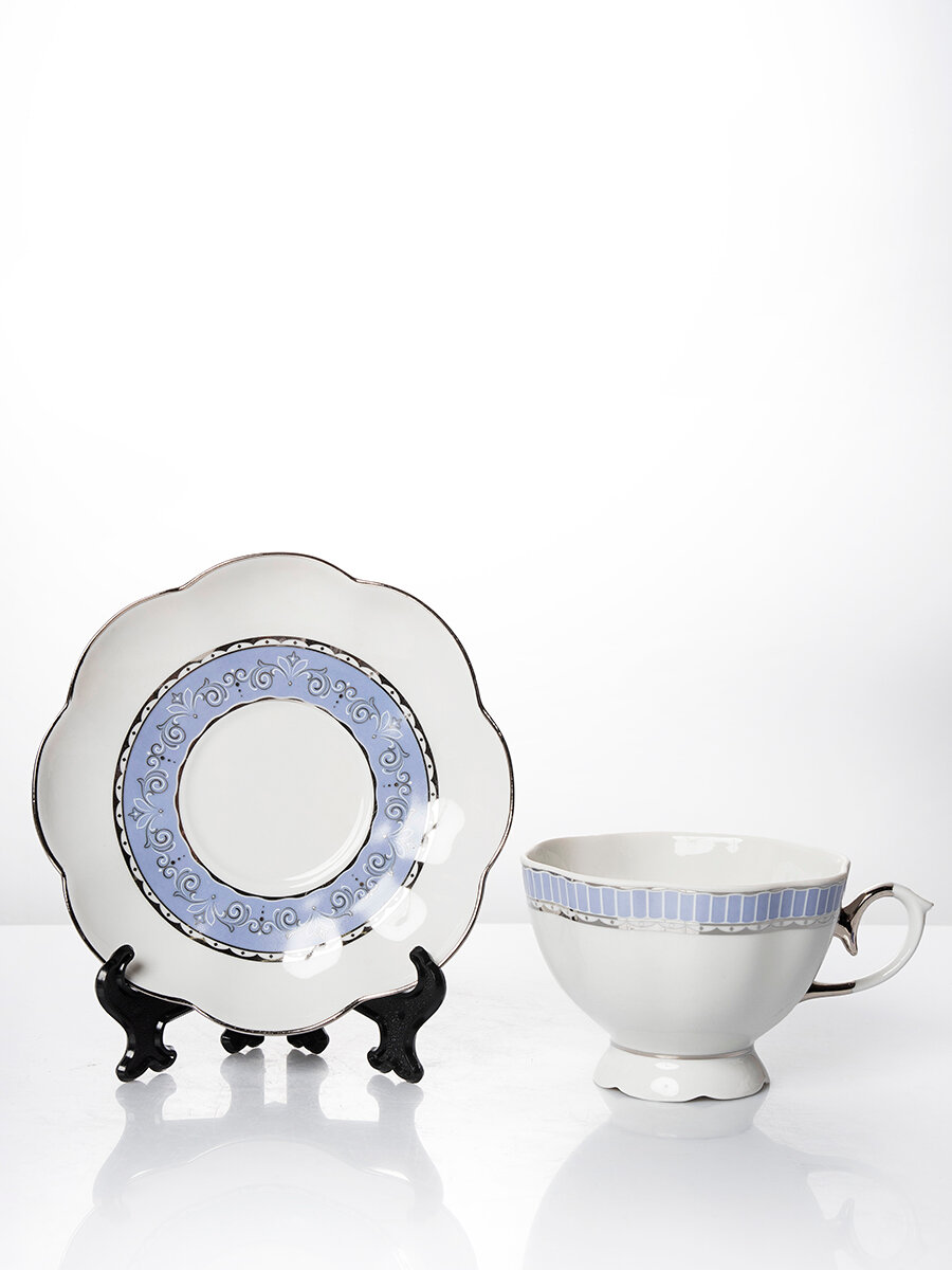 Пара чайная фарфоровая 250 мл. Добрушский фарфоровый завод ф. Елена "Афина", подарочная упаковка