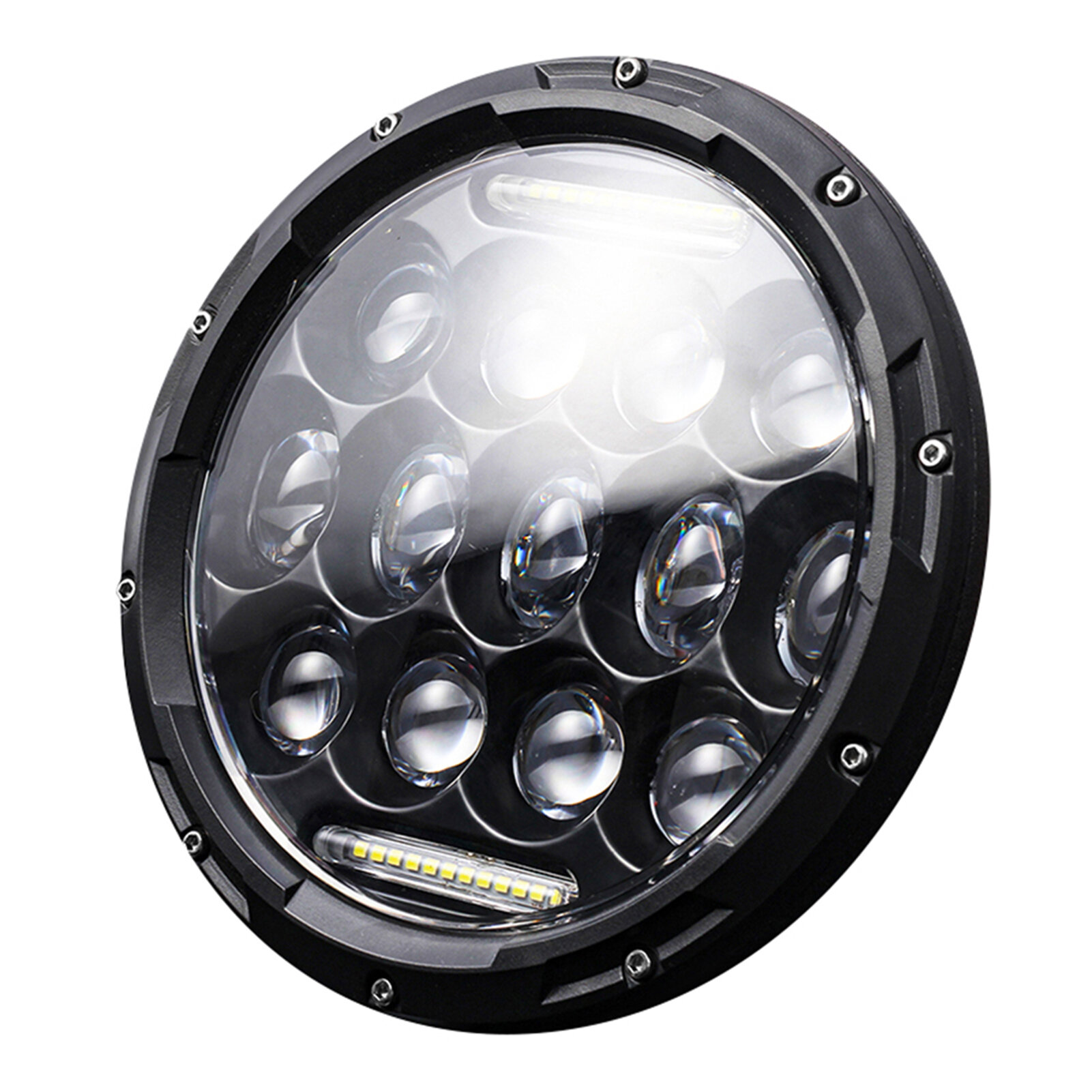 1Pcs 7 inch Автомобильный Мотоциклетный LED Фара 200W 6000K IP67 Водонепроницаемая DRL/Низкий Бампер/Высокий Бампер Фара Черный Материал Двухлитый Алюминий Белый Свет 9-30V 20000LM 50000 Часов -40~+85℃ Размер упаковки 18*18*10cm Вес упаковки 715g