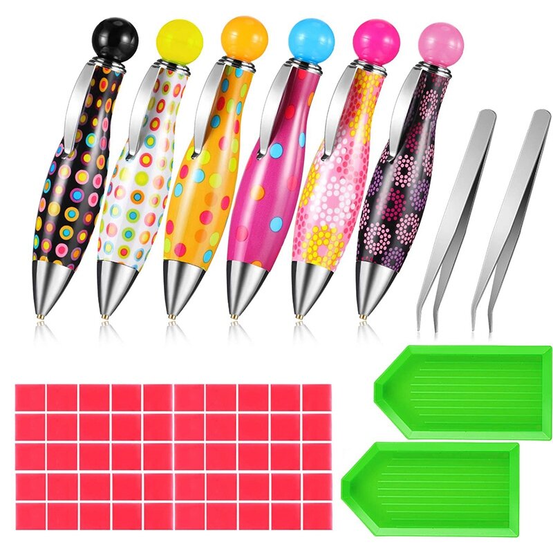 Набор из 60 инструментов для алмазной живописи, в который входят 5D алмазные ручки-сверла, клей, глина, стразы, пластины, пинцет для поделок своими руками