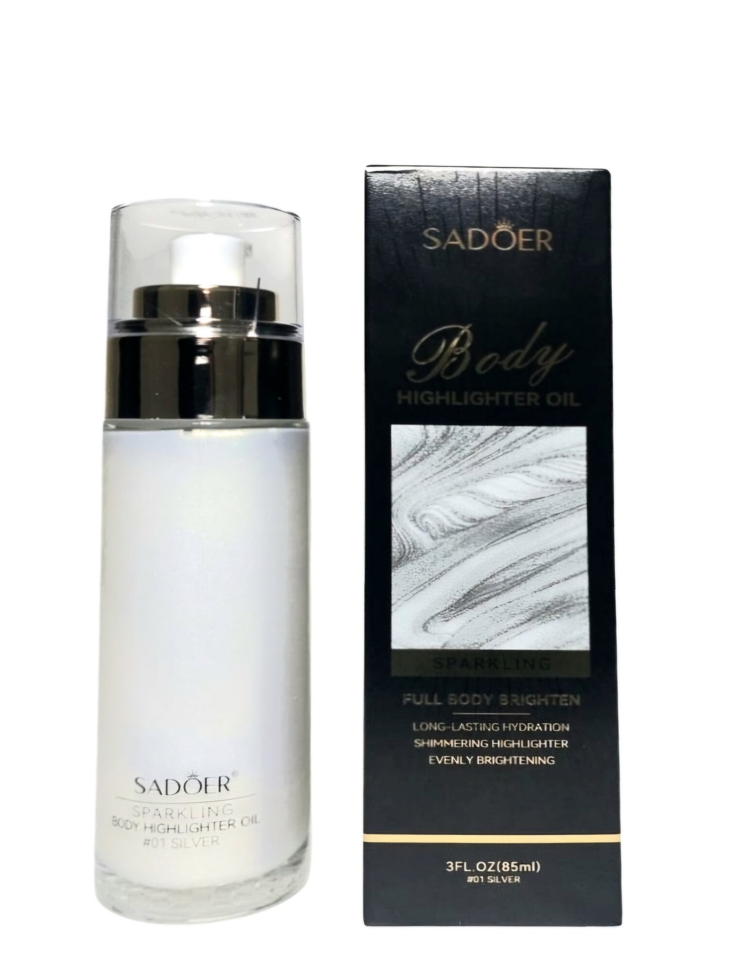 Масло-хайлайтер для лица и тела Sadoer тон 01 Серебро 85 мл.