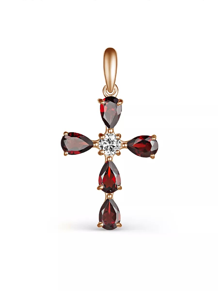 Подвеска, красное золото, 585 проба, бриллиант