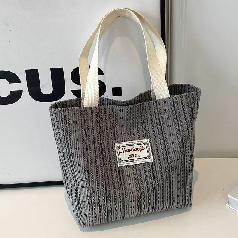 Японский стиль сумки для женщин 2025, холщовая сумка, модная полосатая ручная сумка через плечо для женщин, классная сумка для книг и поездок