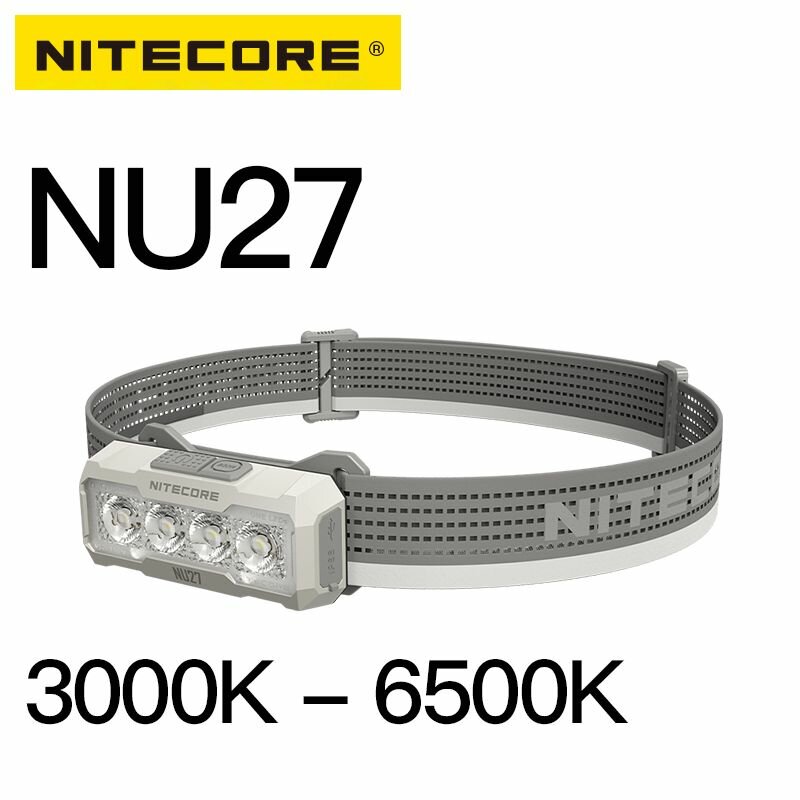 NITECORE NU27, Ультралегкий головной фонарь с регулировкой цветовой температуры, многоцветная температура 3000K-6500K
