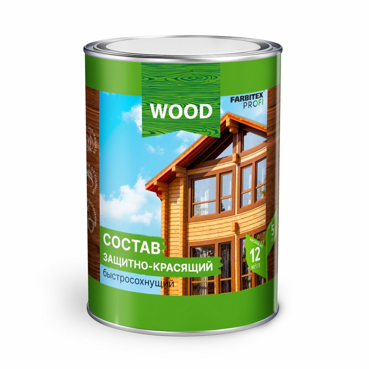Защитно-декоративное покрытие для дерева Farbitex Profi Wood, быстросохнущее, 0,75 л, белый