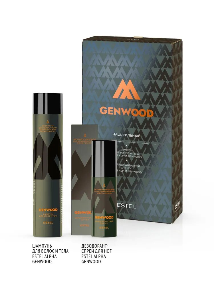 A/SD Набор ESTEL ALPHA GENWOOD "Наш. Сильный" (Шампунь 300 мл + Дезодорант для ног 100 мл)