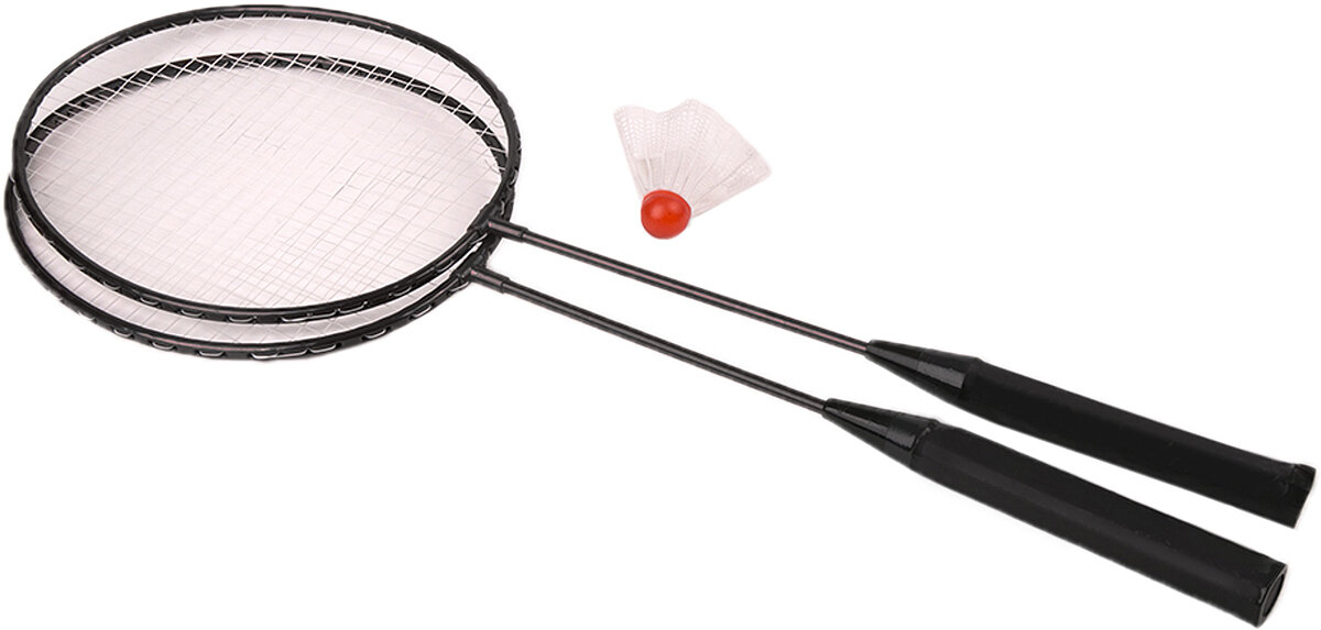 Бадминтон Металлические ракетки 2 штуки с воланчиком в сетке, черный
