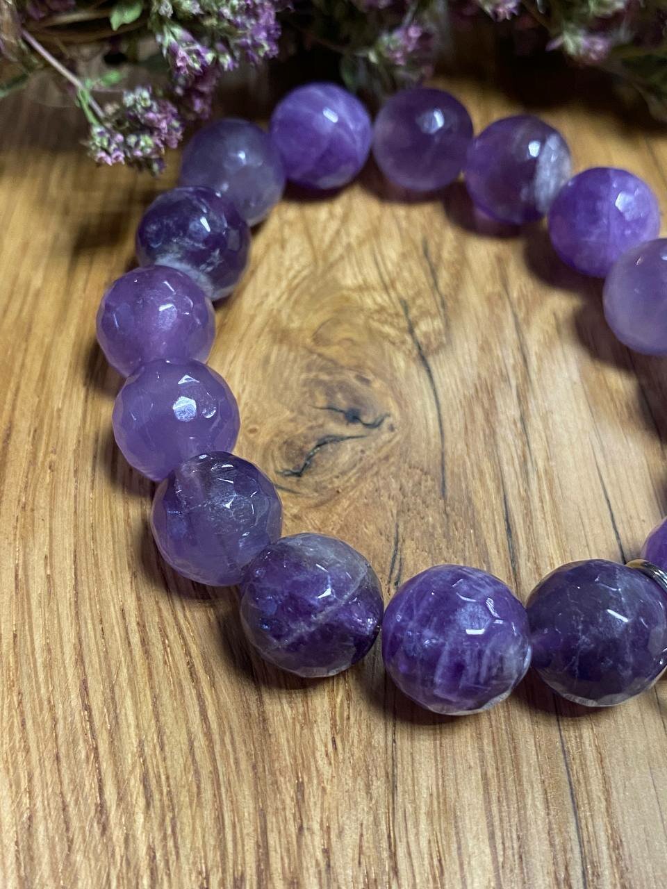 Эластичный браслет, аметист