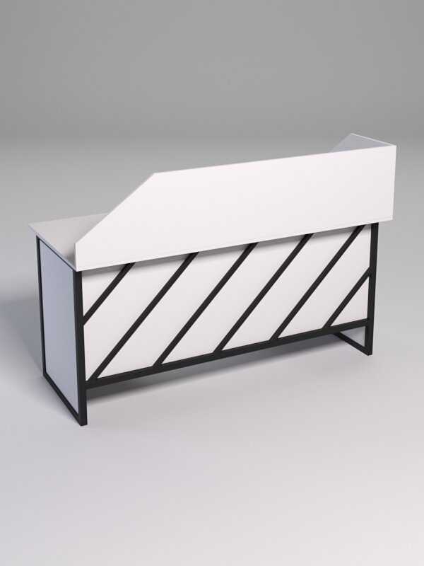 Стол двухтумбовый офисный С-07 с экраном "стронг" в стиле лофт декор №2, Белый