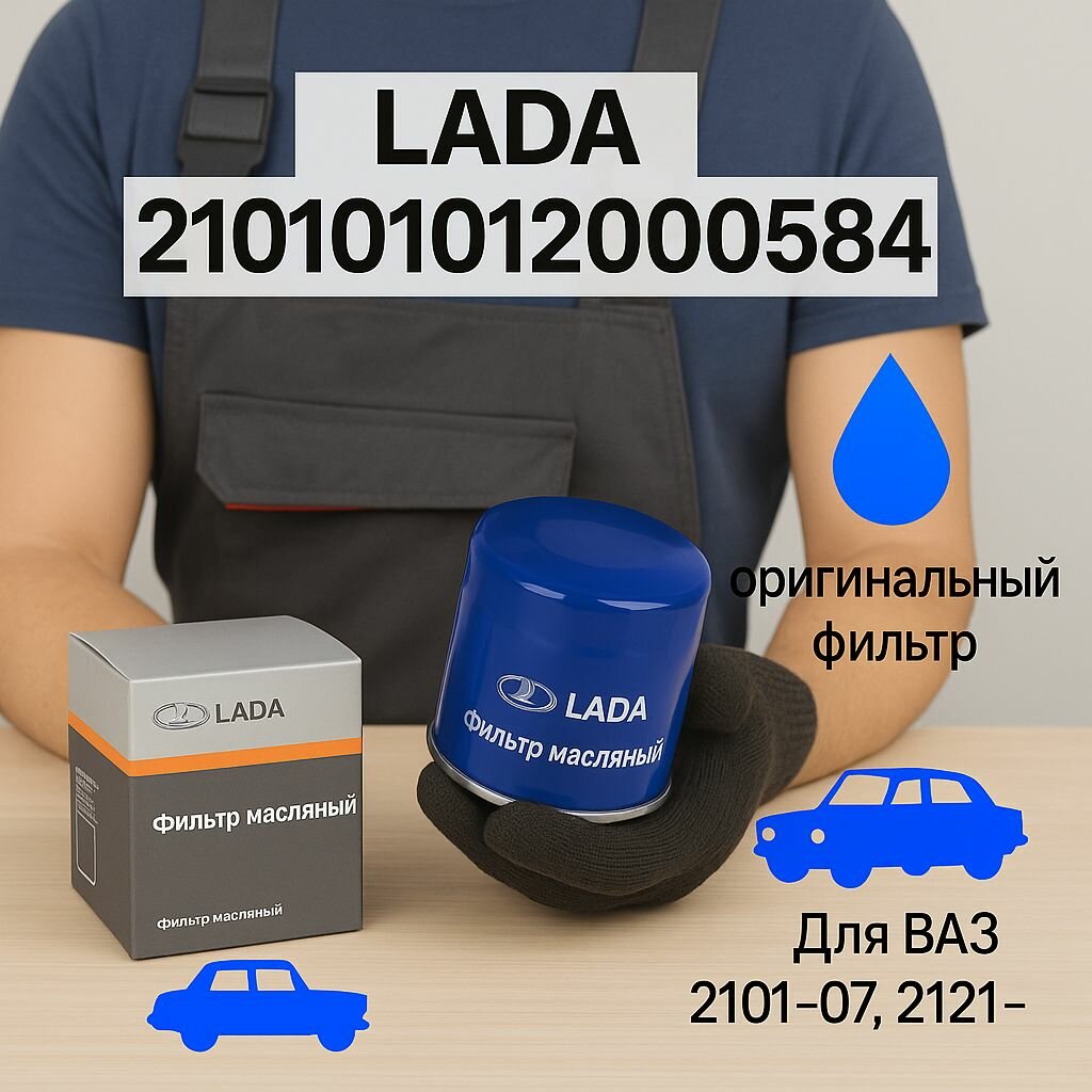Фильтр масляный для LADA (ВАЗ) 2101-07, 2121-31, Высокий, LADA (оригинал), 21010101200584