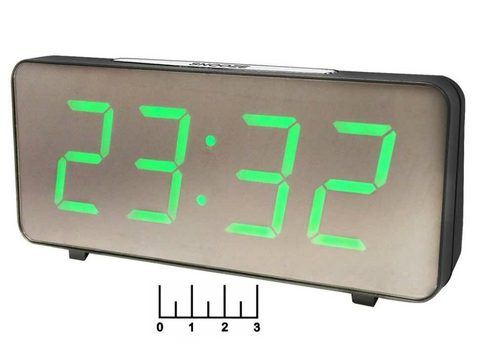 Часы цифровые VST-763Y-4 зеленые с датчиком температуры