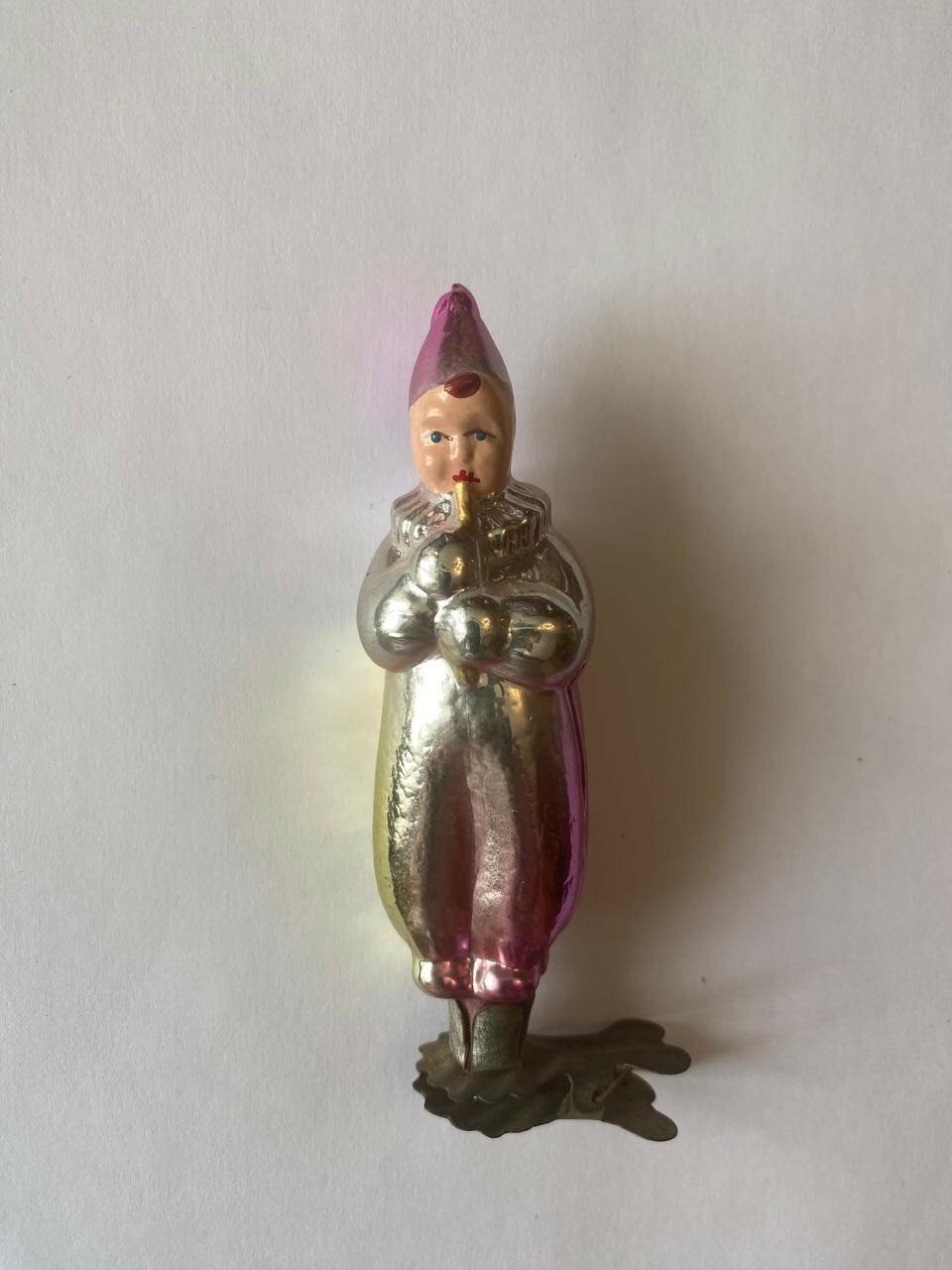 Игрушка на елку Клоун с дудочкой Винтаж из СССР