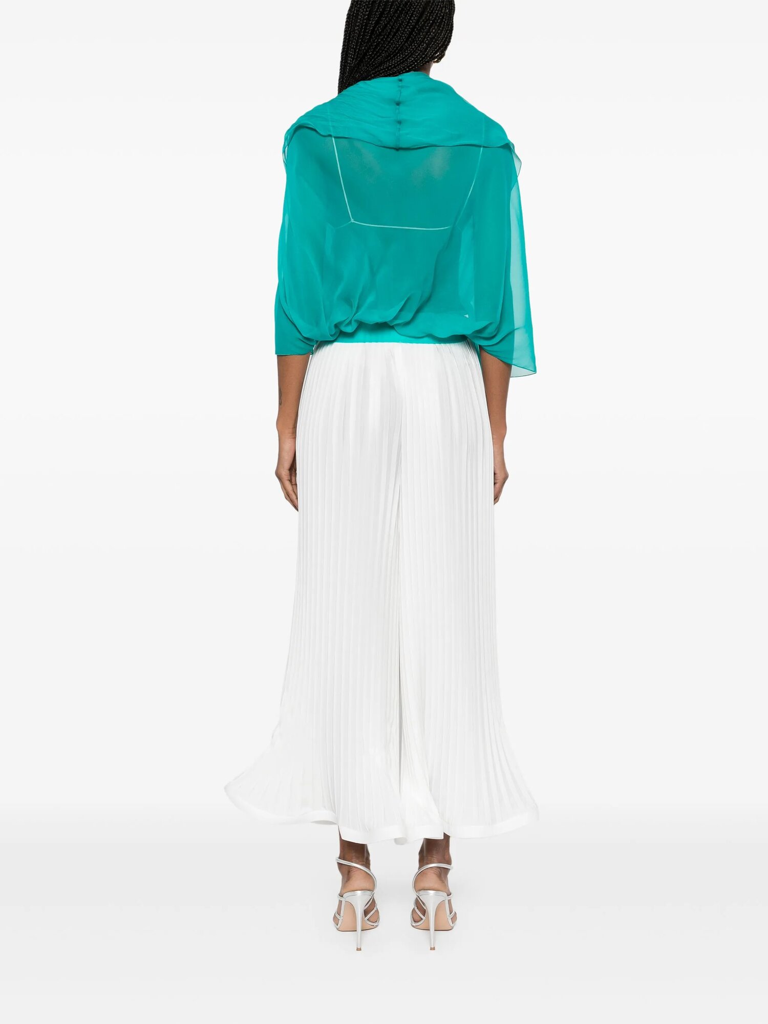 Топ Alberta Ferretti Шелковый топ, размер OneSize, greyish green — фото 1