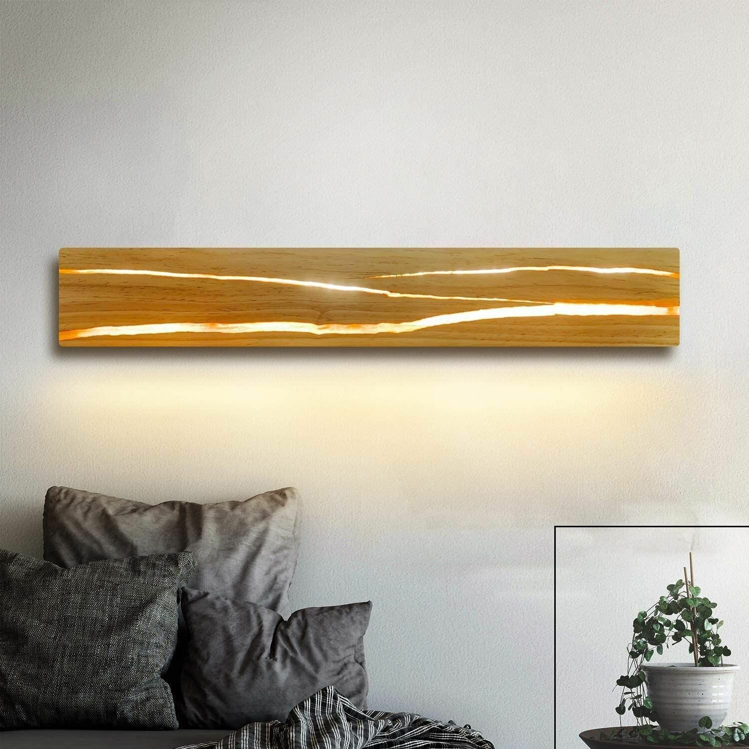 Светильник настенный IWANTDO "Дерево", акриловый плафон, LED, теплый белый свет, 50cm 3000K