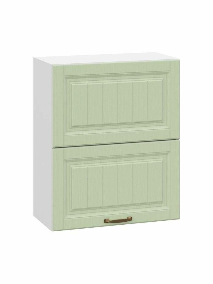 Кухонный модуль навесной, барный шкаф Флоренс, 60х29.6х72 см, Белый / Фисташковый структурный