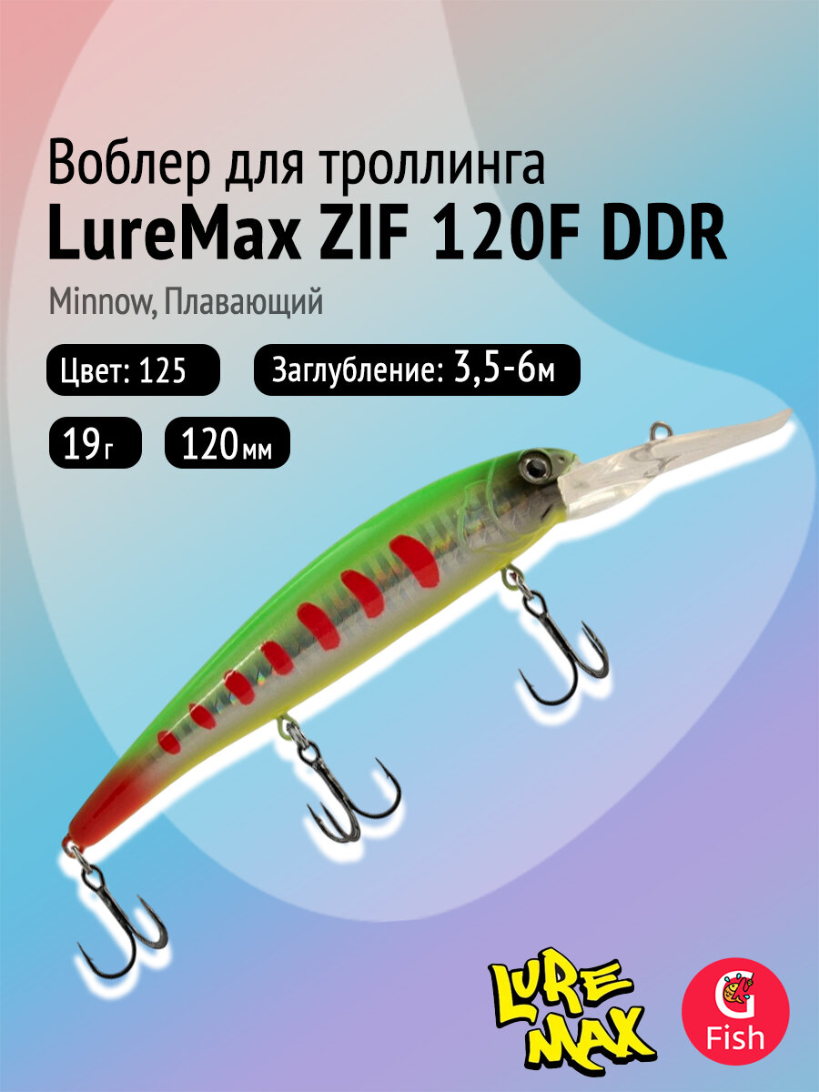 Воблер на судака, щуку, сома для троллинга LureMax ZIF 120F DDR-125 19 г.