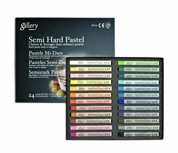 Пастель профессиональная MUNGYO MGP24, сухая, полутвердая, квадратная, 24 цвета