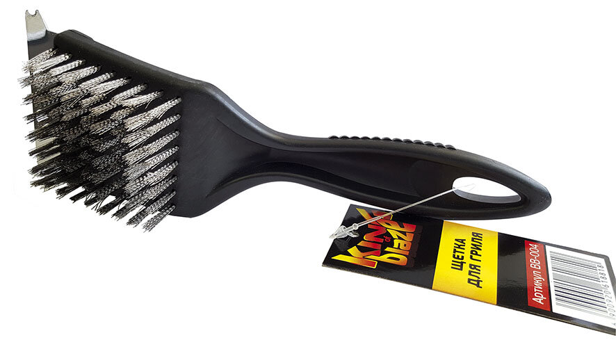 Щетка для чистки мангалов, решеток. Щетка выполнена из металла и пластика.