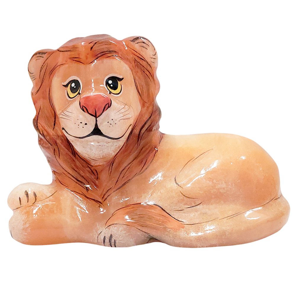 Фигурка из камня селенита "Рыжий лев"
