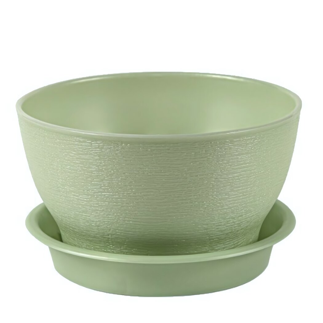 Кашпо пластиковое «Фиалочка» 0,5л, светло-зеленое, с поддоном для фиалок