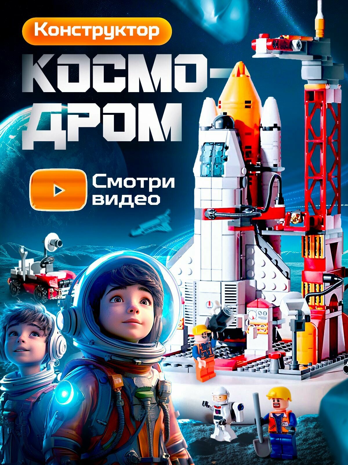 Конструктор для мальчика BAKSIS Космодром, Конструктор Космос Ракета