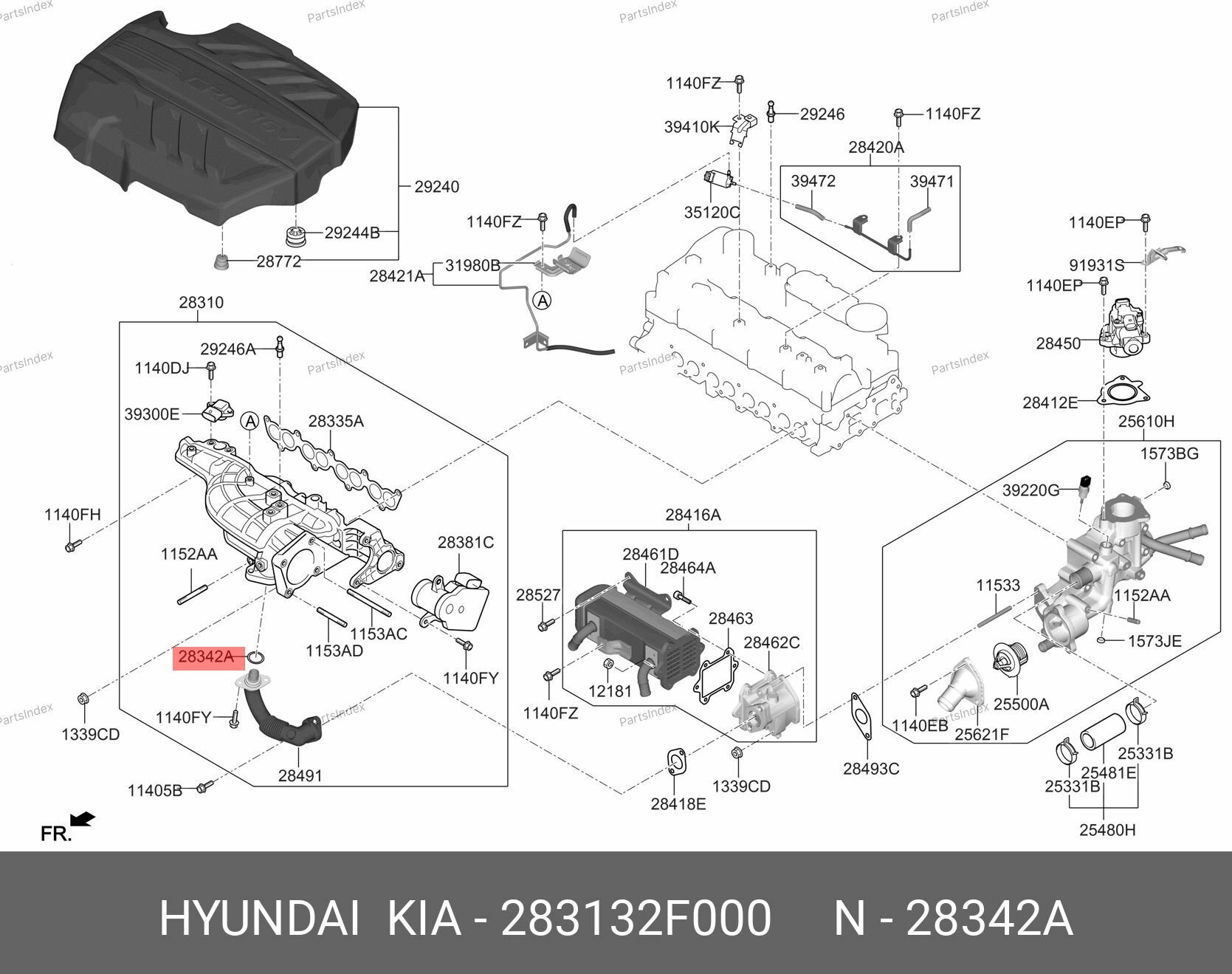 Уплотнительное кольцо впускного коллектора двигателя, HYUNDAI/KIA/MOBIS 283132F000