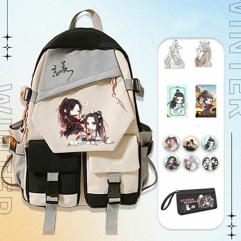 Рюкзак с аниме принтом "Магистр дьявольского культа" стильный и удобный аксессуар для подростков, унисекс дизайн, вместительные отделения, прочные материалы