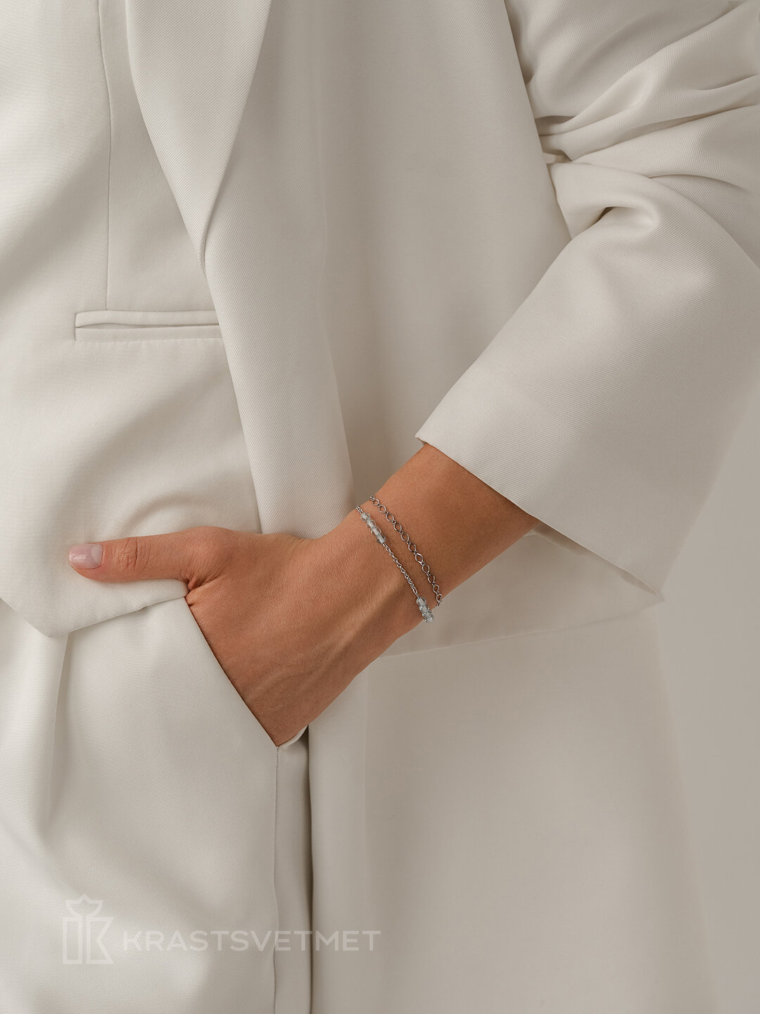 Браслет-цепочка, серебро, 925 проба, родирование, топаз